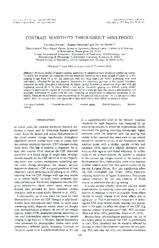 (PDF) Contrast sensitivity throughout adulthood