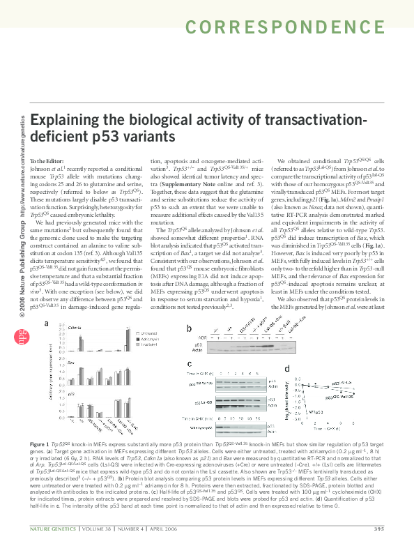 (PDF) Explaining the biological activity of transactivation-deficient ...