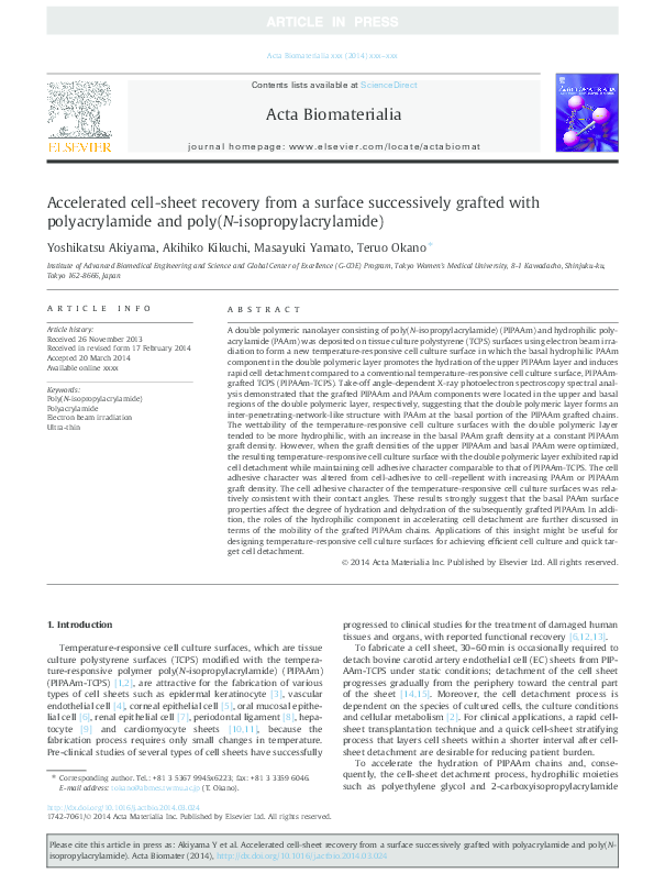 (PDF) Accelerated cell-sheet recovery from a surface successively ...