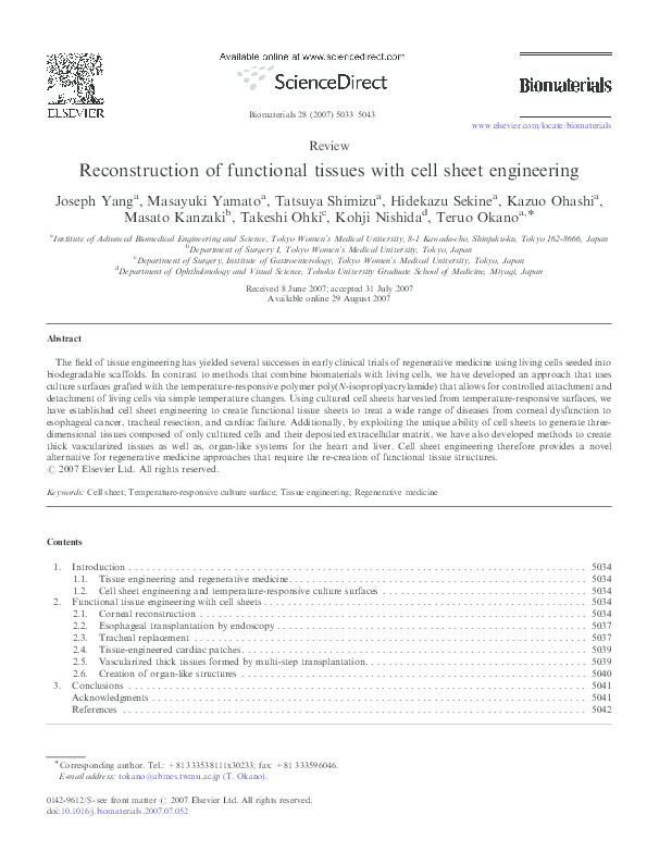 (PDF) Reconstruction of functional tissues with cell sheet engineering ...