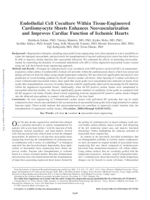 (PDF) Endothelial Cell Coculture Within Tissue-Engineered Cardiomyocyte ...