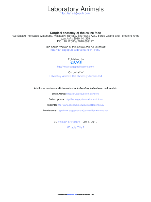 (PDF) Surgical anatomy of the swine face