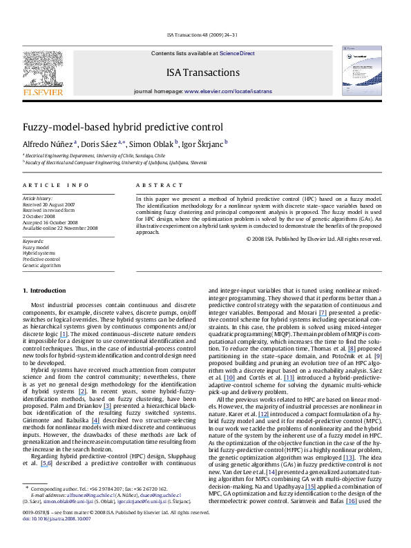 (PDF) Fuzzy-model-based hybrid predictive control