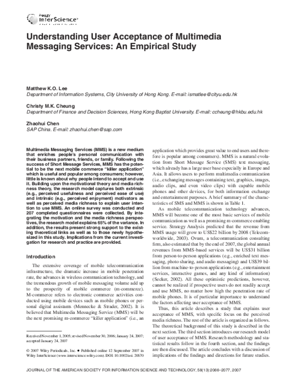 (PDF) Understanding user acceptance of multimedia messaging services: An empirical study