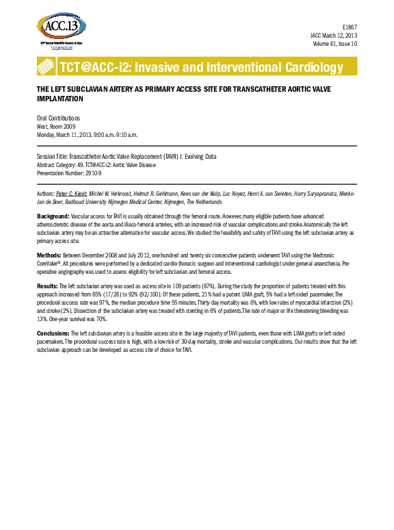 (PDF) The Left Subclavian Artery as Primary Access Site for ...