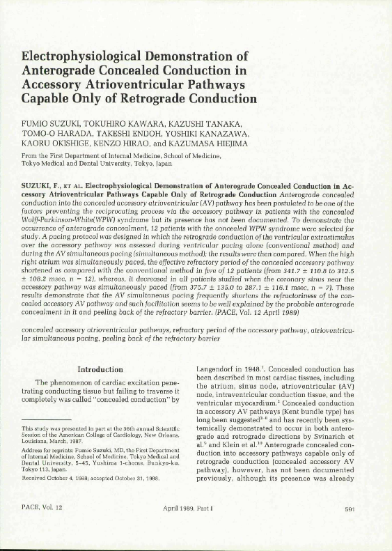 (PDF) Electrophysiological Demonstration of Anterograde Concealed ...