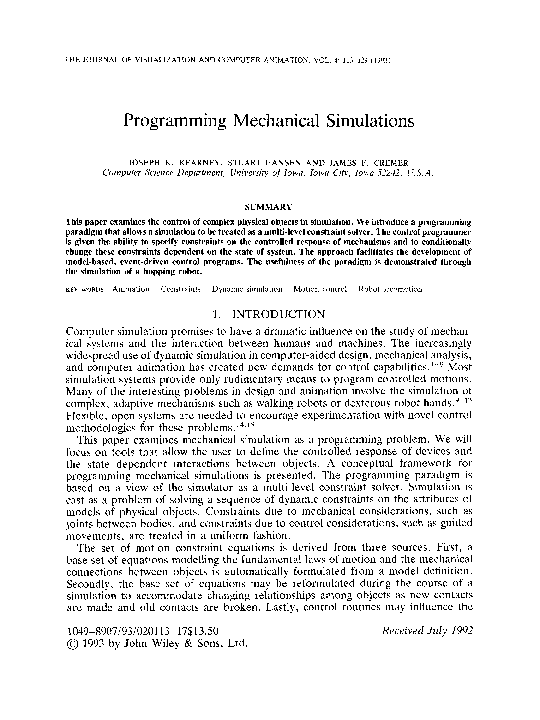 (PDF) Programming mechanical simulations