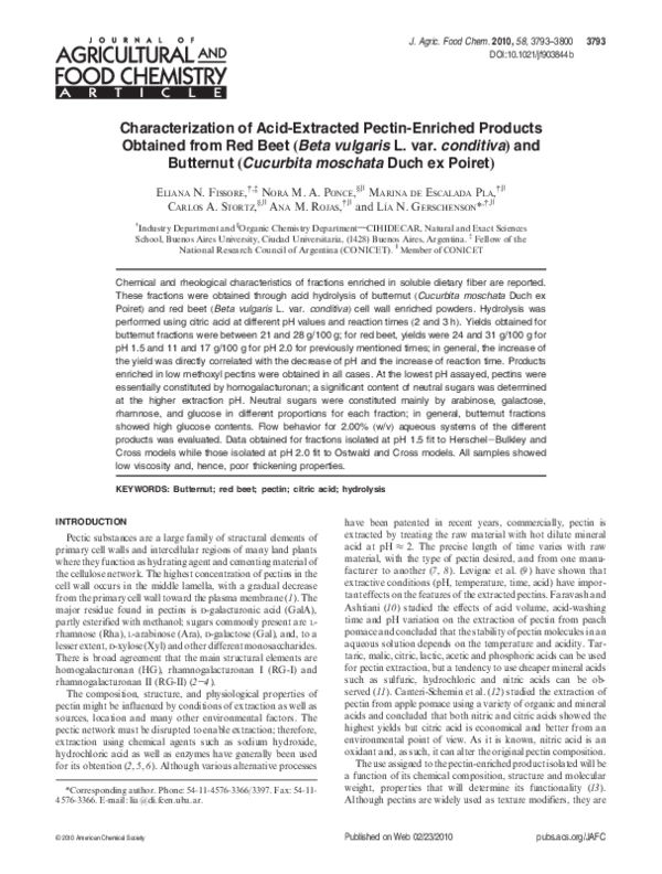 (PDF) Characterization of Acid-Extracted Pectin-Enriched Products Obtained from Red Beet ( Beta ...