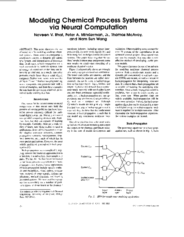 (PDF) Modeling chemical process systems via neural computation