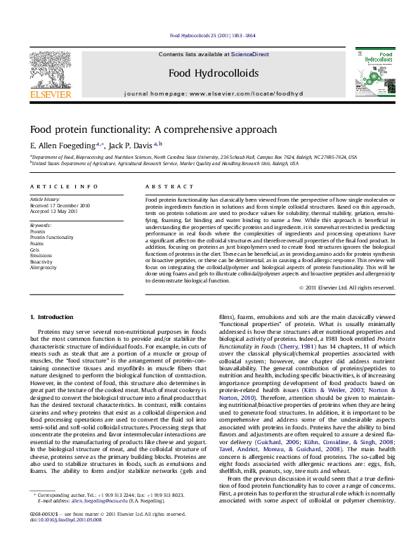 (PDF) Food protein functionality: A comprehensive approach