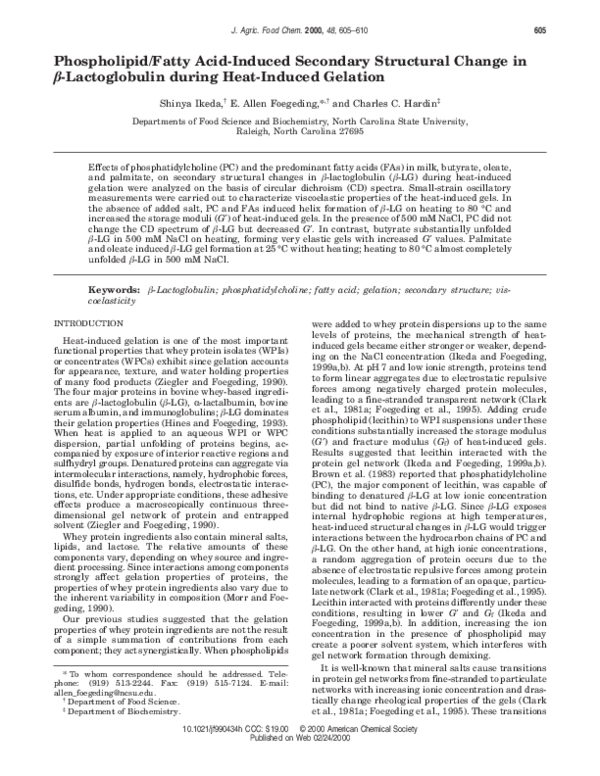 (PDF) Phospholipid/Fatty Acid-Induced Secondary Structural Change in β -Lactoglobulin during ...
