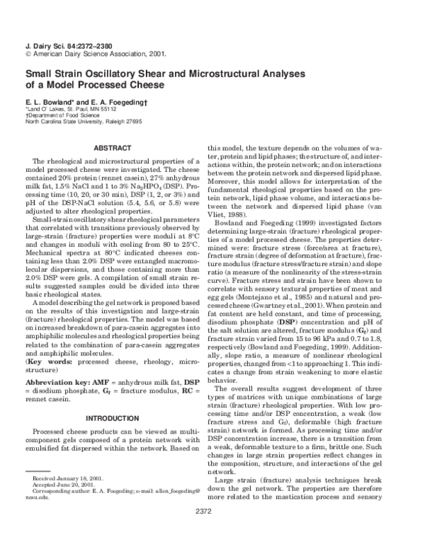 (PDF) Small Strain Oscillatory Shear and Microstructural Analyses of a ...