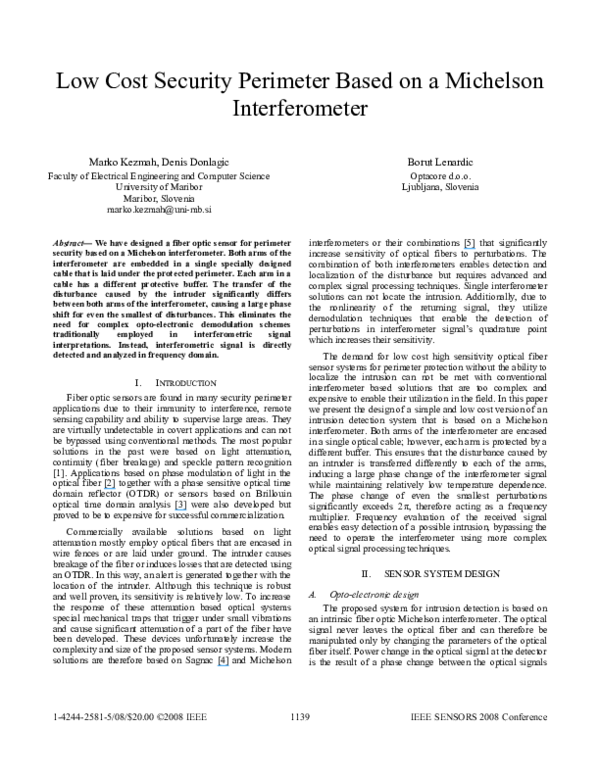 (PDF) Low cost security perimeter based on a Michelson interferometer