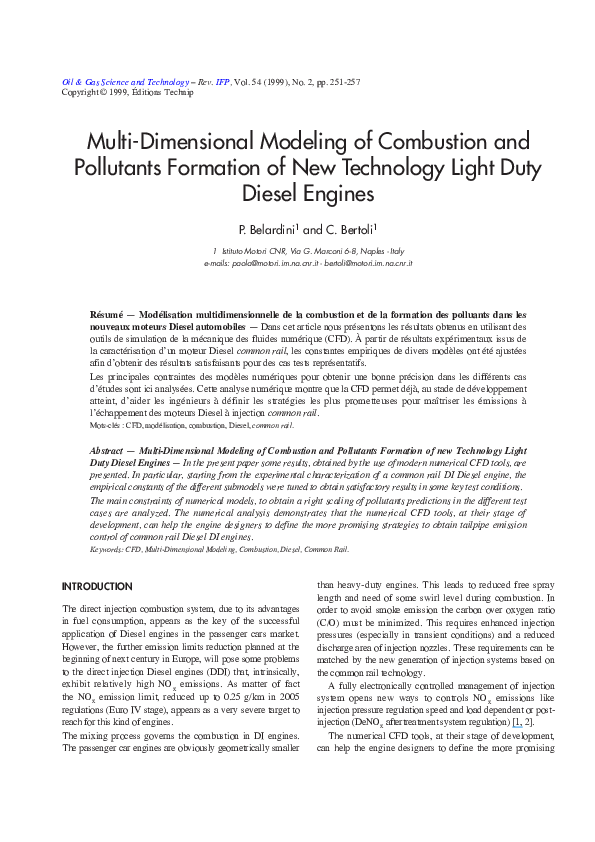 (PDF) Multi-Dimensional Modeling of Combustion and Pollutants Formation ...