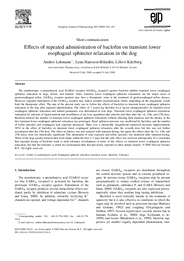 (PDF) Effects of repeated administration of baclofen on transient lower ...