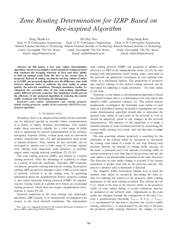 (PDF) Zone Routing Determination for IZRP Based on Bee-inspired Algorithm
