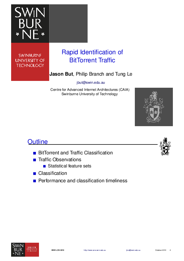 (PDF) Rapid Identification of BitTorrent traffic