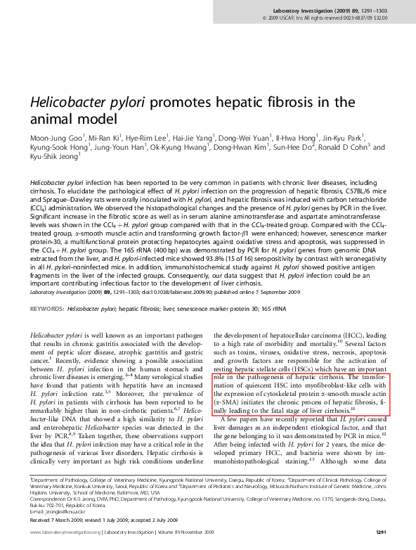 (PDF) Helicobacter pylori promotes hepatic fibrosis in the animal model ...