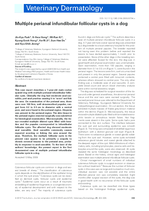 (PDF) Multiple perianal infundibular follicular cysts in a dog ...