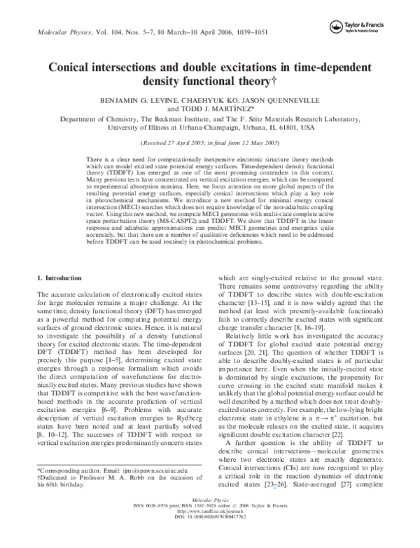 (PDF) Conical intersections and double excitations in time-dependent density functional theory