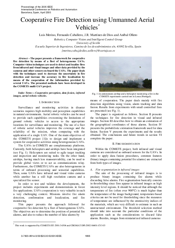 (PDF) Cooperative Fire Detection using Unmanned Aerial Vehicles