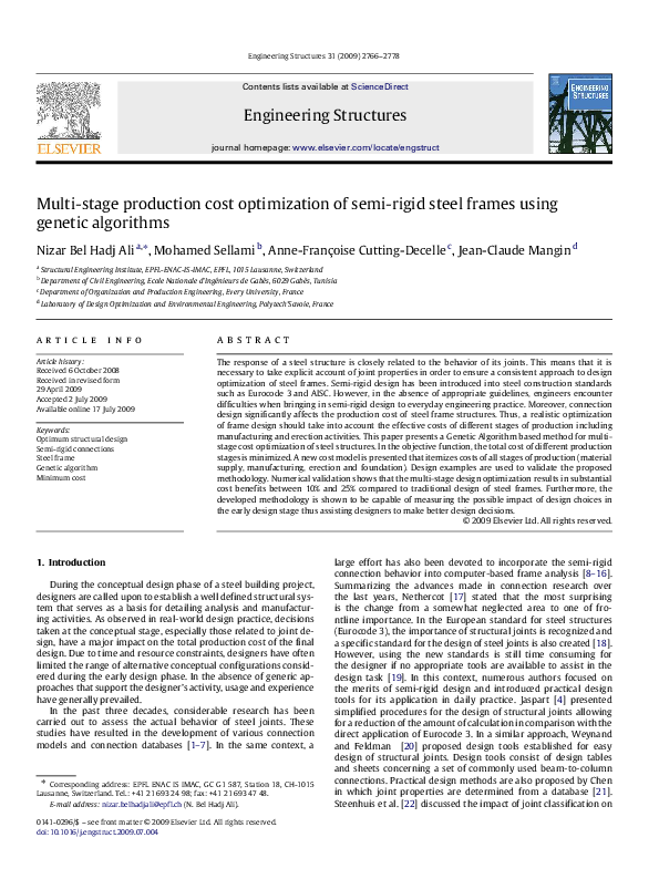 (PDF) Multistage production cost optimization of semi-rigid steel frames using genetic algorithms