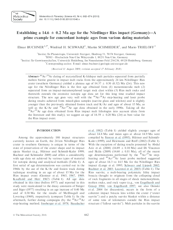 (PDF) A New Look at the Ries-Steinheim Event | Elmar Buchner - Academia.edu