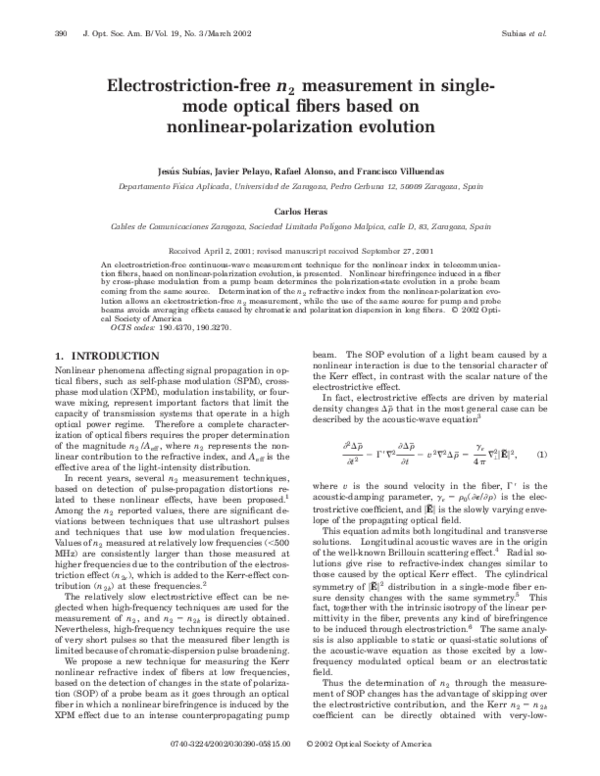 Pdf Electrostriction Free N2 Measurement In Single Mode Optical Fibers Based On Nonlinear