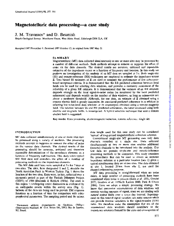 (PDF) Magnetotelluric data processing?a case study | David Beamish ...