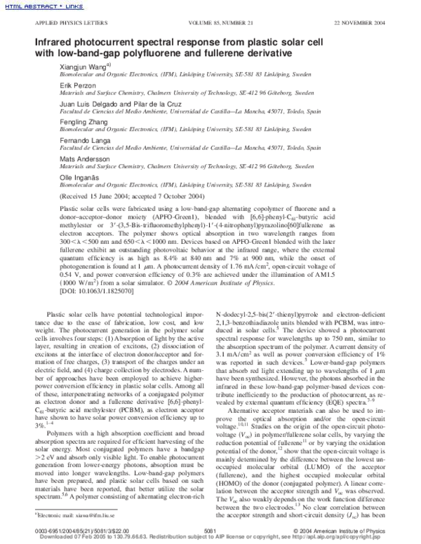 (PDF) Polymer Solar Cells Based on a Low-Bandgap Fluorene Copolymer and a Fullerene Derivative ...