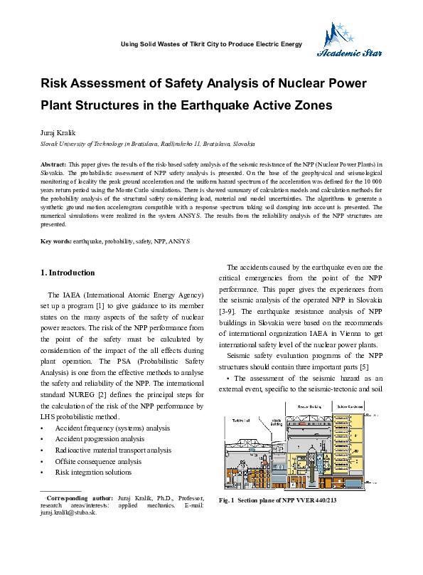 (DOC) Risk Assessment of Safety Analysis of Nuclear Power Plant ...