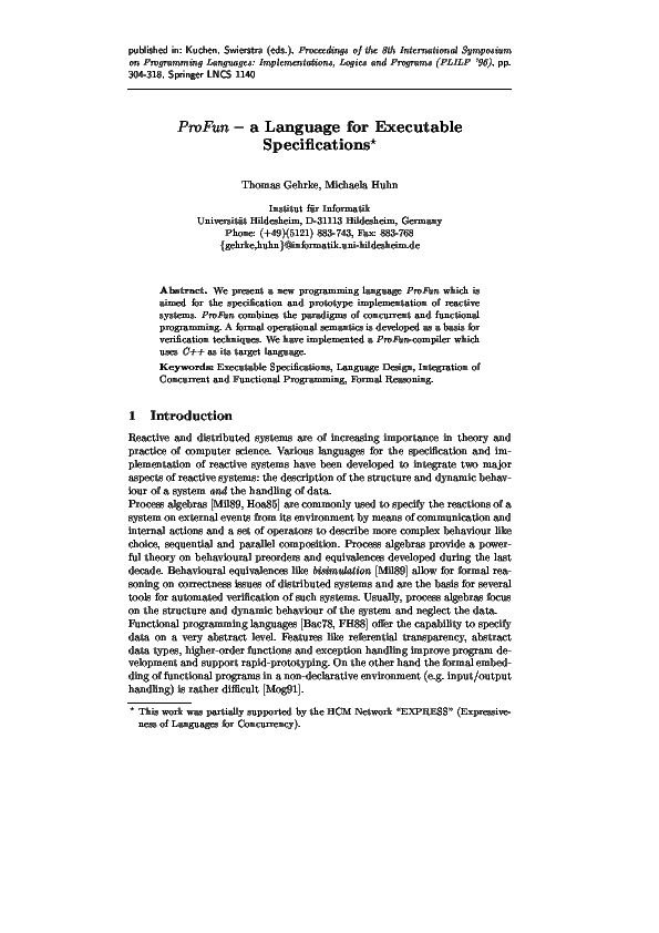 (PDF) ProFun - A Language for Executable Specifications