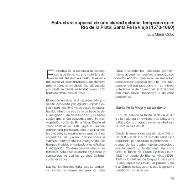 (PDF) 2014-Estructura espacial de una ciudad colonial temprana en el Río de la Plata. Santa Fe ...