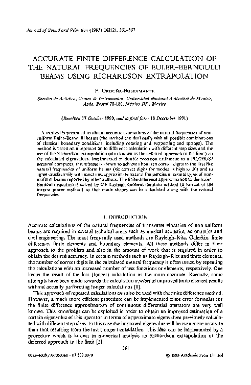 (PDF) Accurate Finite Difference Calculation Of The Natural Frequencies ...
