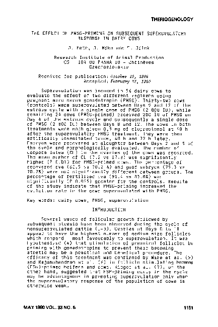 (PDF) The effect of PMSG-priming on subsequent superovulatory response ...