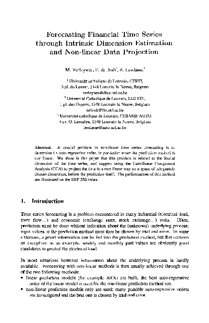 (PDF) Forecasting Financial Time Series through Intrinsic Dimension Estimation and Non-Linear ...