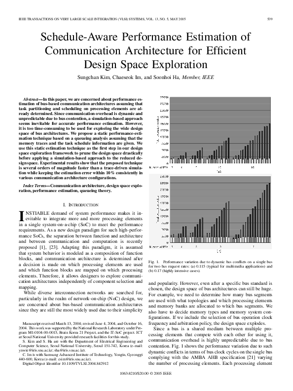 (PDF) Schedule-aware performance estimation of communication architecture for efficient design ...