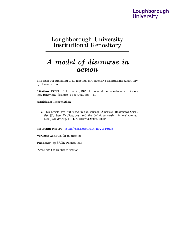 (PDF) A Model of Discourse in Action