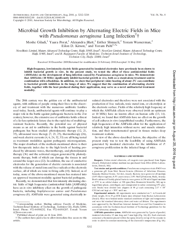 (PDF) Microbial Growth Inhibition by Alternating Electric Fields