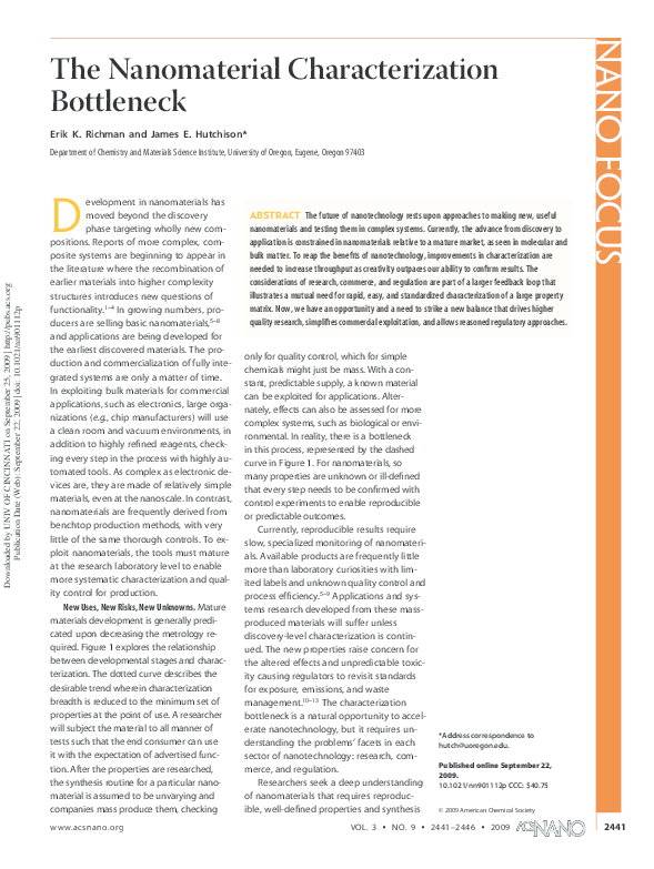 (PDF) The Nanomaterial Characterization Bottleneck