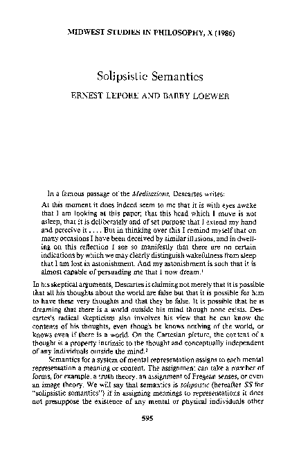 (PDF) Solipsistic Semantics