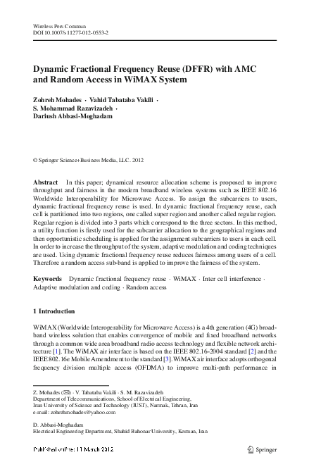 (PDF) Dynamic Fractional Frequency Reuse (DFFR) with AMC and Random ...