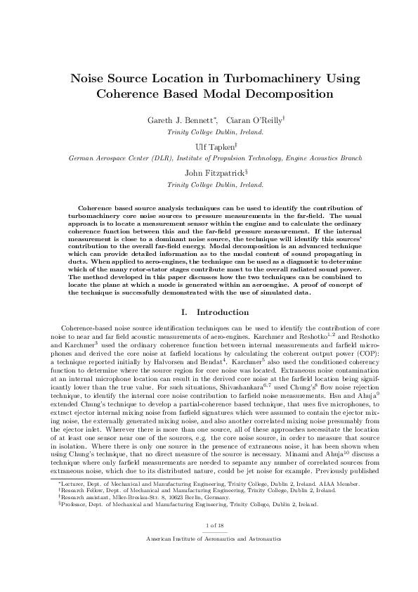(PDF) Noise Source Location in Turbomachinery Using Coherence Based Modal Decomposition | Gareth ...
