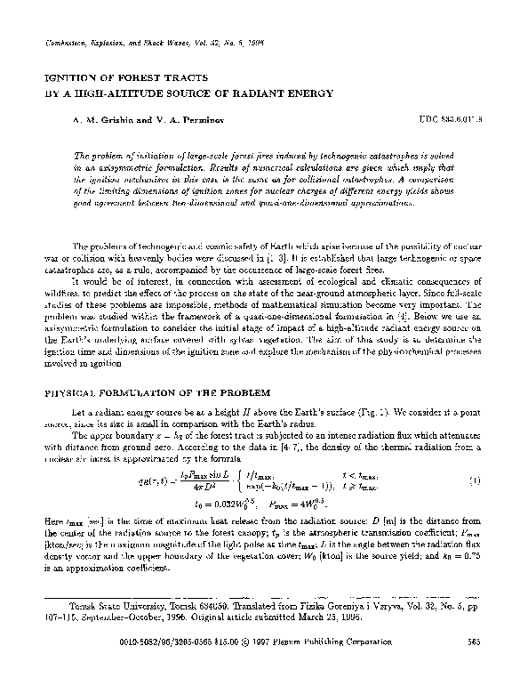 (PDF) Ignition of forest tracts as a result of cosmic or technogenic ...