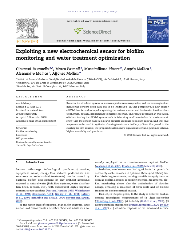 (PDF) Exploiting a new electrochemical sensor for biofilm monitoring ...