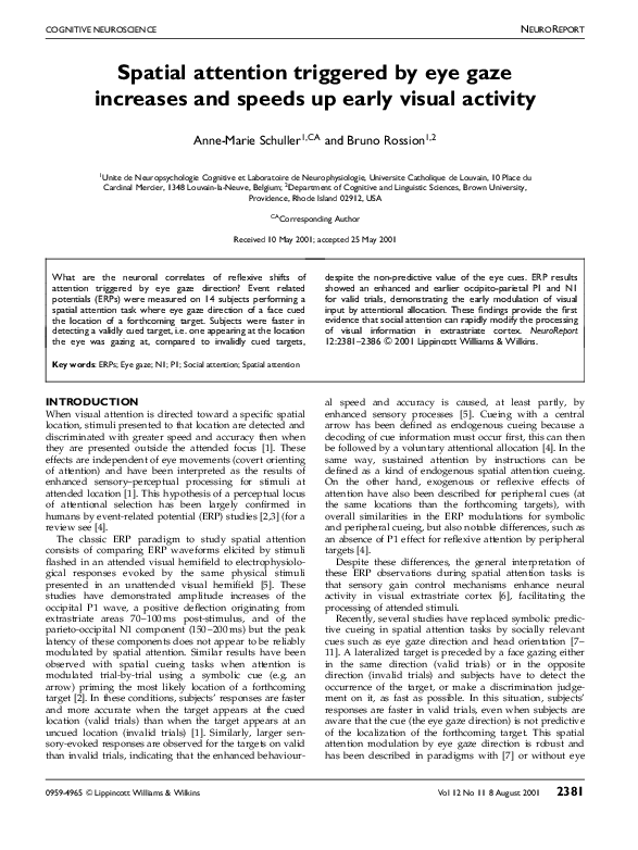 (PDF) Spatial attention triggered by eye gaze increases and speeds up ...