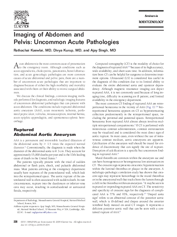 (PDF) Imaging of Abdomen and Pelvis: Uncommon Acute Pathologies