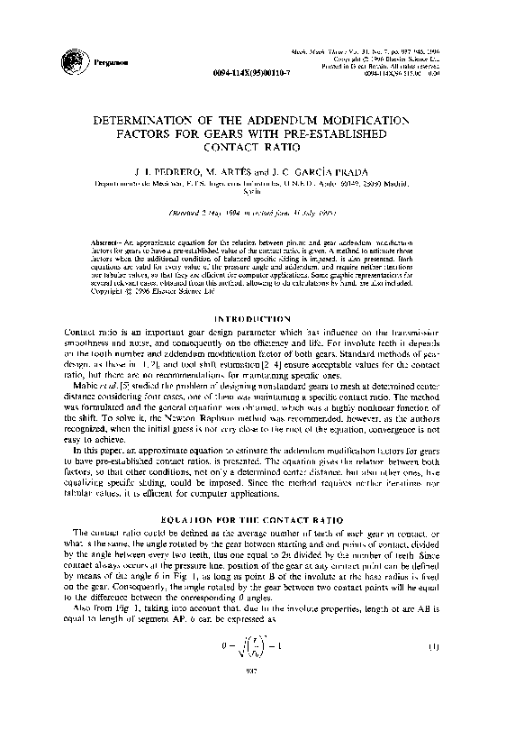(PDF) Determination of the addendum modification factors for gears with ...