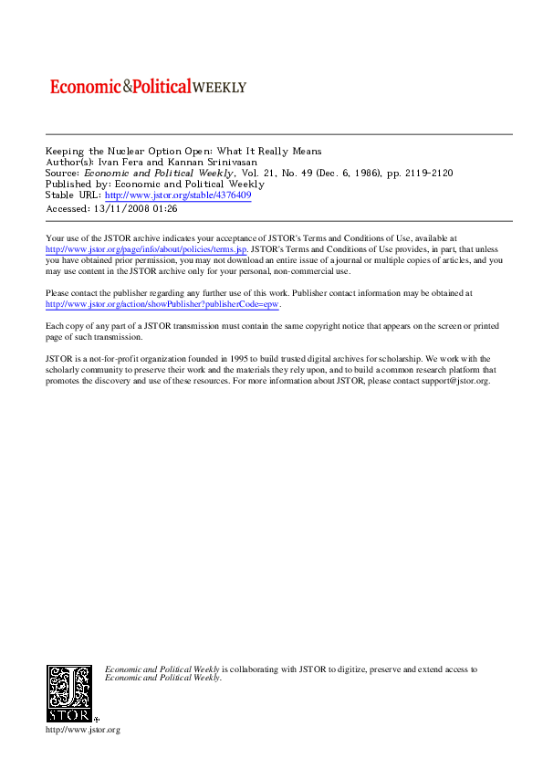 (PDF) Keeping the Nuclear Option Open: What It Really Means