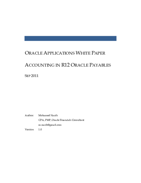 (PDF) ORACLE APPLICATIONS WHITE PAPER ACCOUNTING IN R12 ORACLE PAYABLES